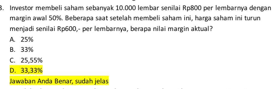 3. Investor membeli saham sebanyak 10.000 | StudyX