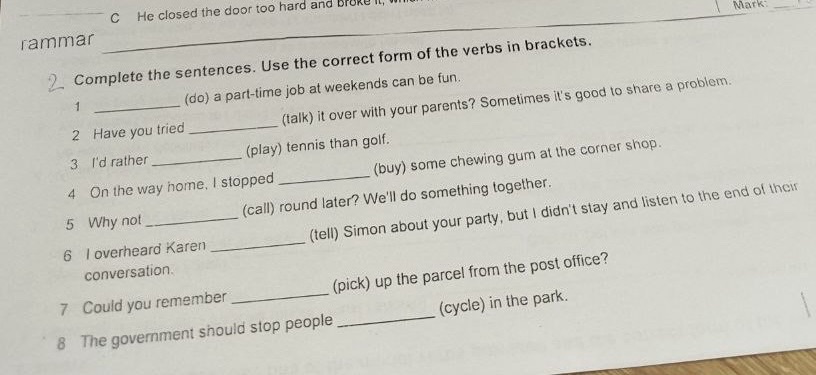 2. Complete the sentences. Use the correct | StudyX