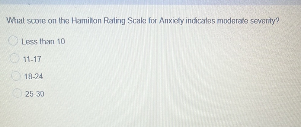 What score on the Hamilton Rating Scale for | StudyX