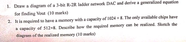 1. Draw a diagram of a 3-bit R-2R ladder | StudyX