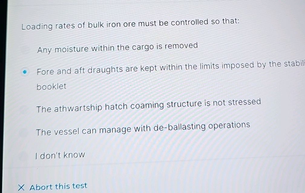 Loading rates of bulk iron ore must be