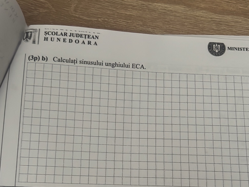 (3p) b) Calculați sinusului unghiului ECA. | StudyX