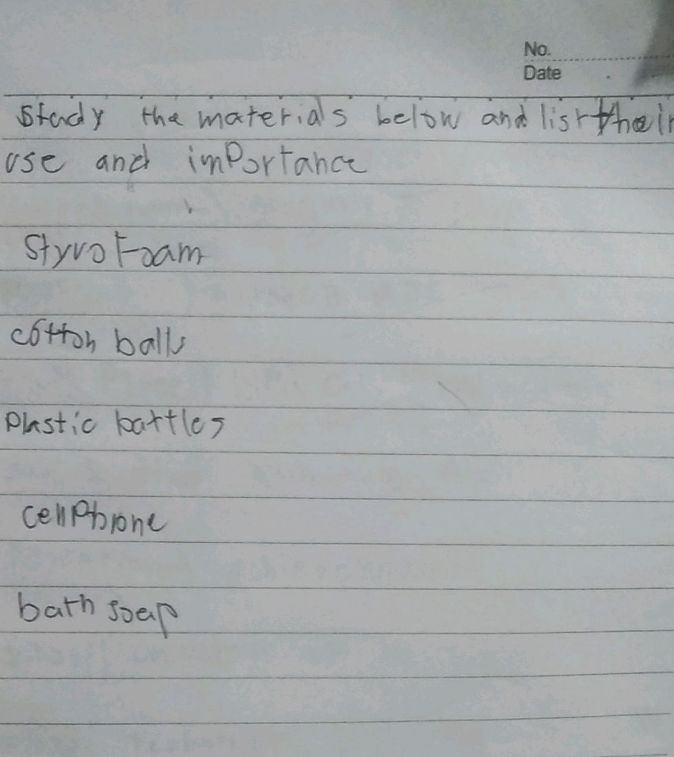 Study the materials below and list their use | StudyX