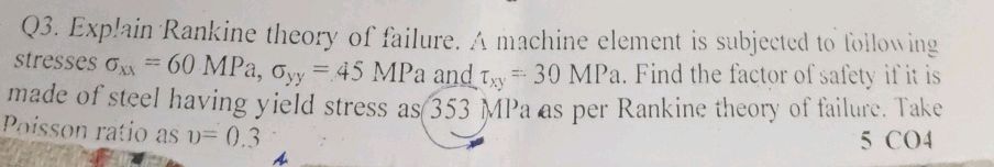 Q3. Explain Rankine theory of failure. A | StudyX