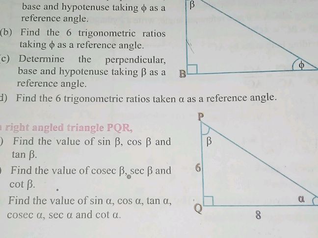 (b) Find the 6 trigonometric ratios taking φ | StudyX
