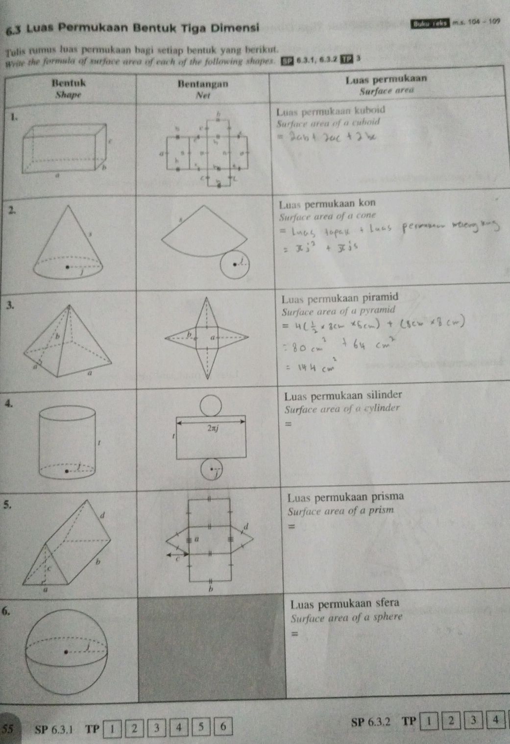 6.3 Luas Permukaan Bentuk Tiga Dimensi Write | StudyX