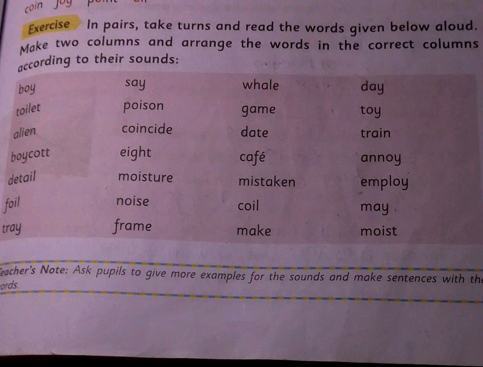 Exercise: In pairs, take turns and read the | StudyX