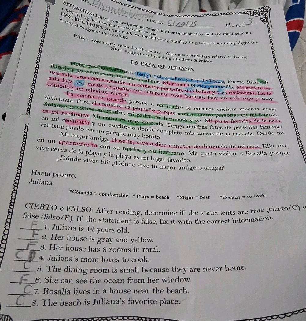 CIERTO O FALSO: After reading, determine if | StudyX