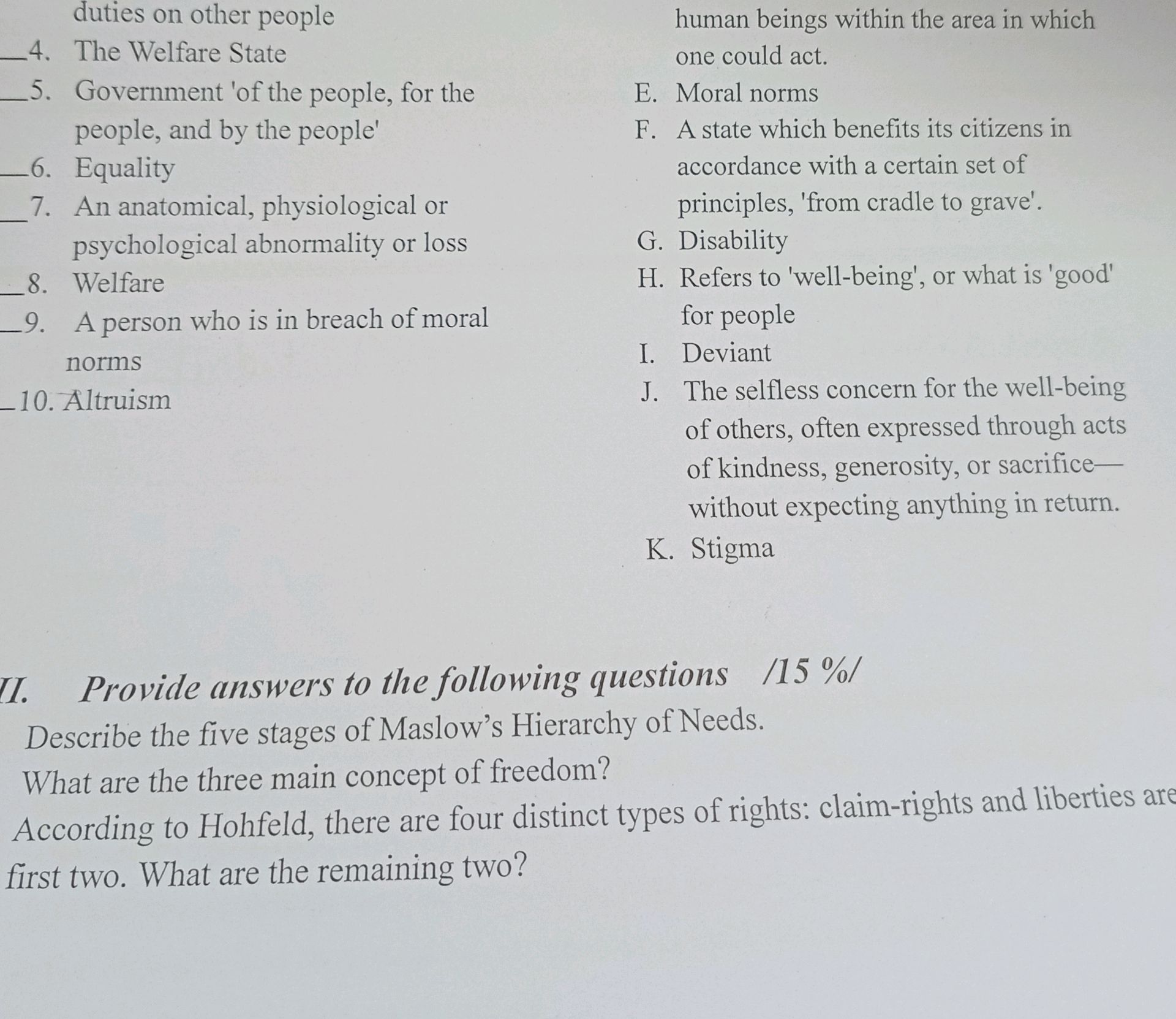 Describe the five stages of Maslow's | StudyX