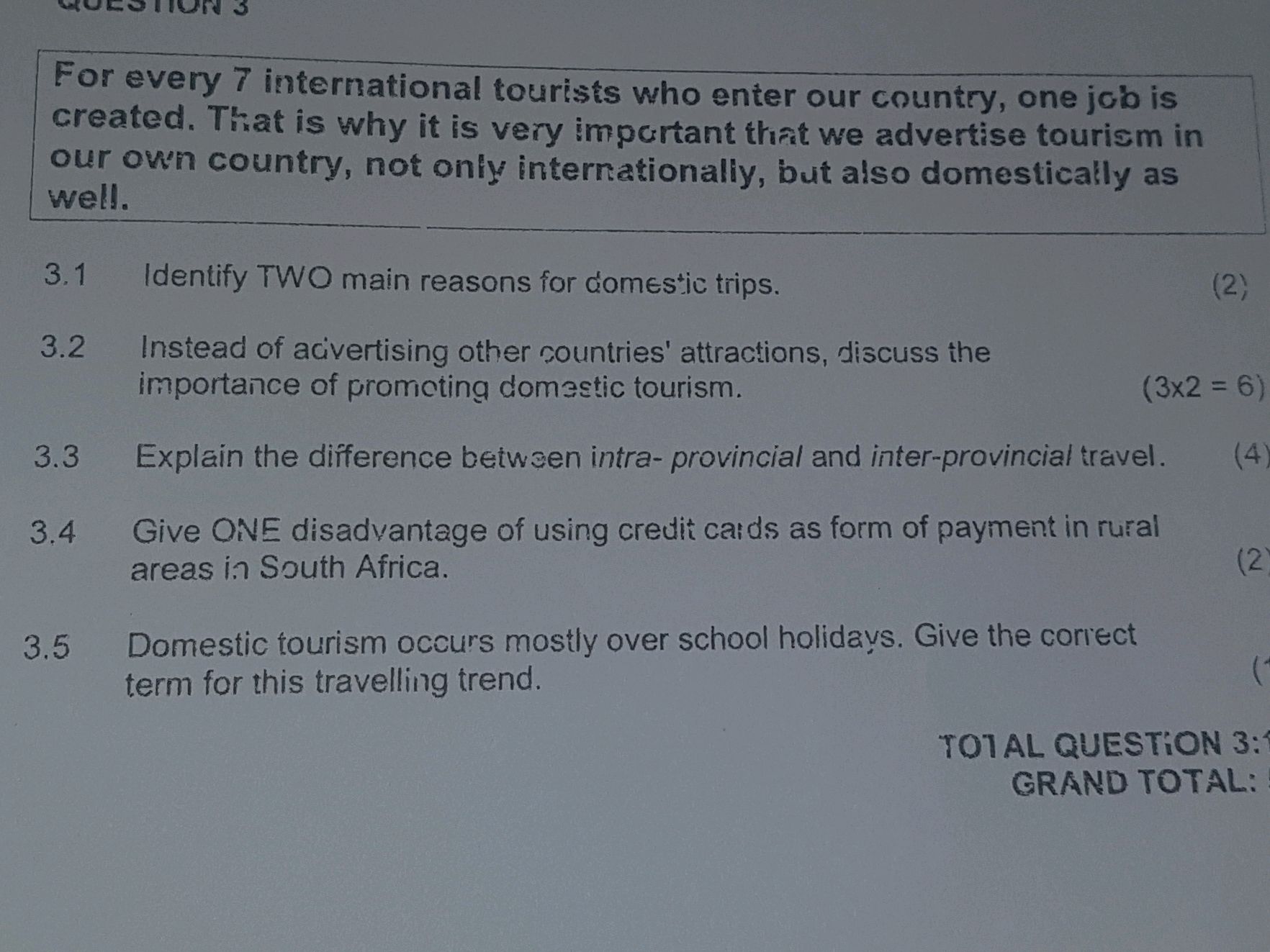 3.1 Identify TWO main reasons for domestic | StudyX