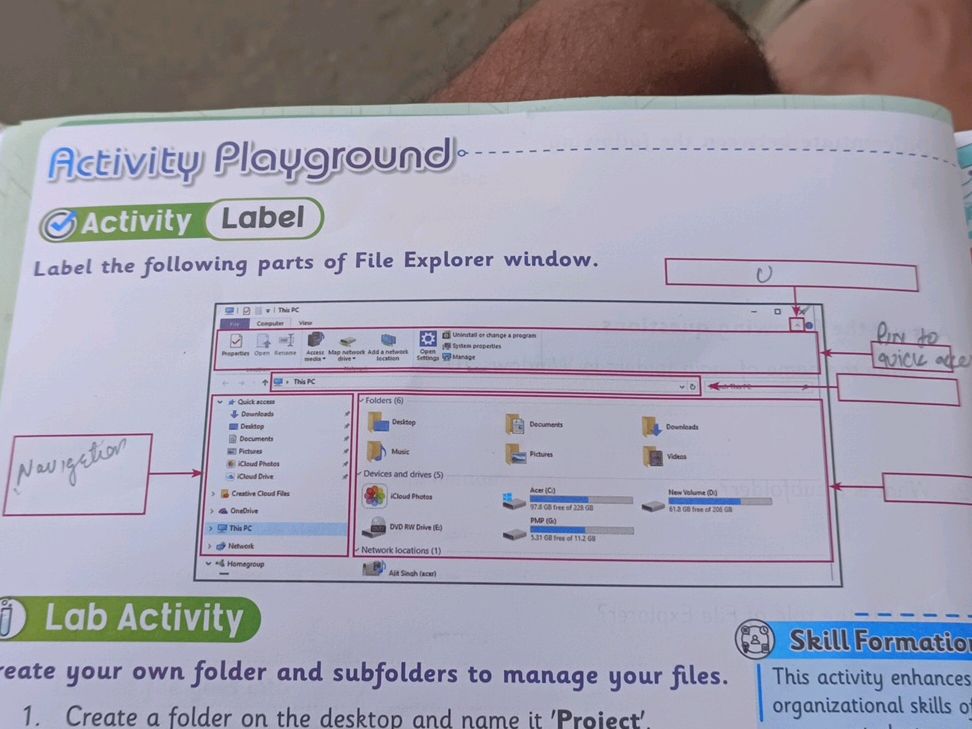 Label the following parts of File Explorer | StudyX