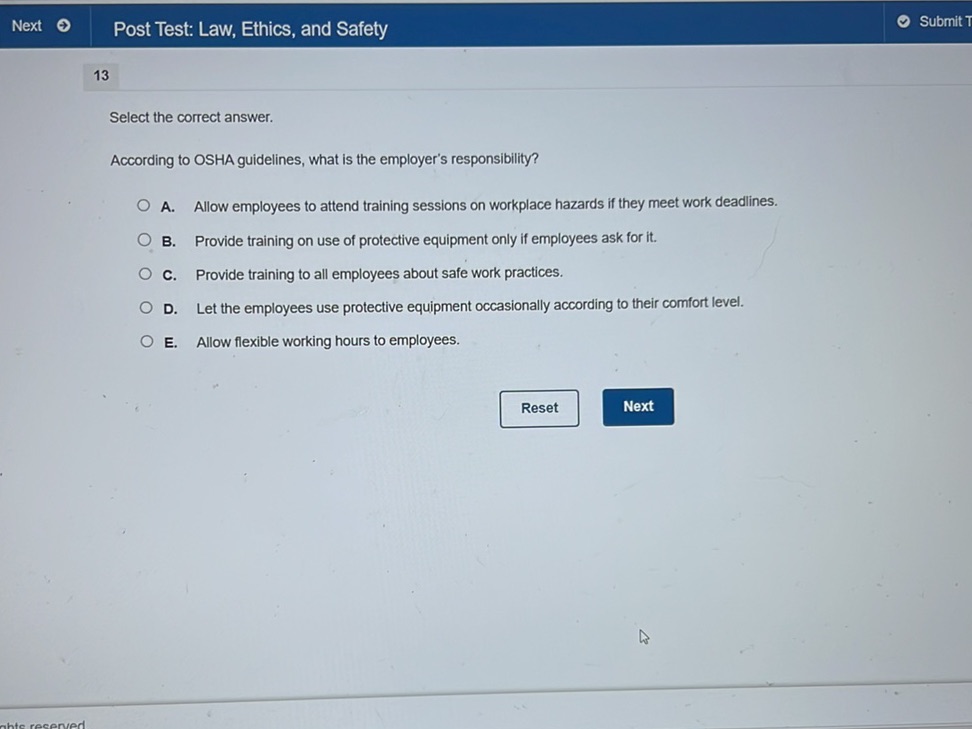 Select the correct answer. According to OSHA