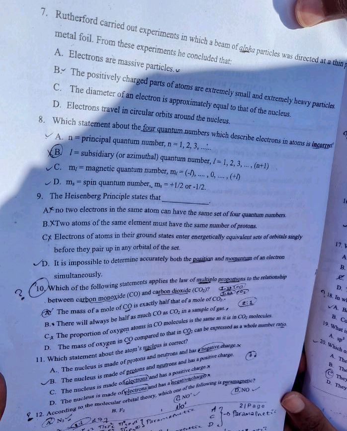 7. Rutherford carried out experiments in | StudyX