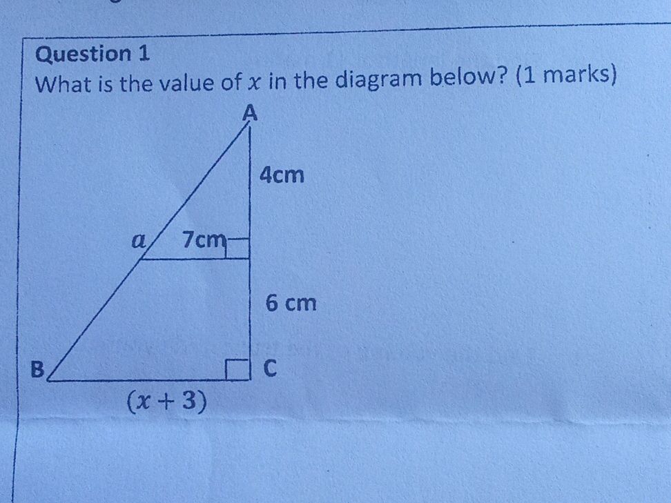 Question 1 What is the value of x in the | StudyX