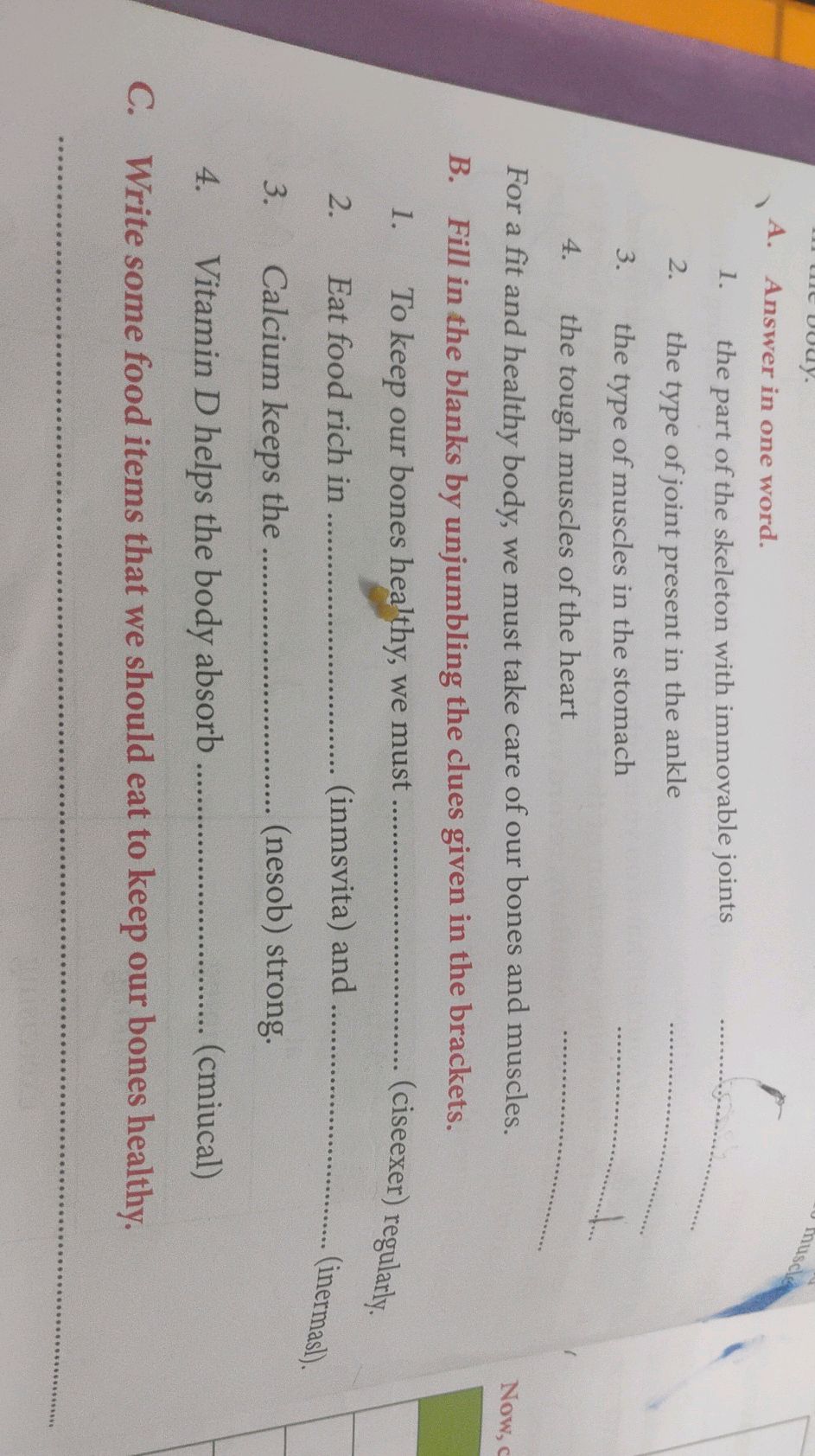 A. Answer in one word. 1. the part of the | StudyX