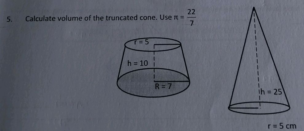 Calculate volume of the truncated cone. Use | StudyX