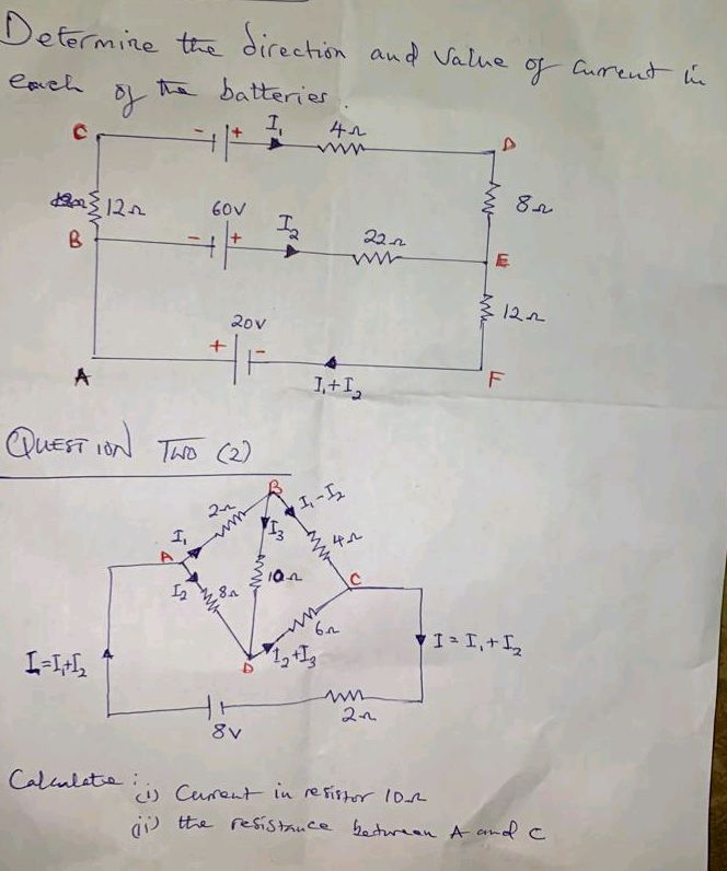Determine the direction and value of current | StudyX