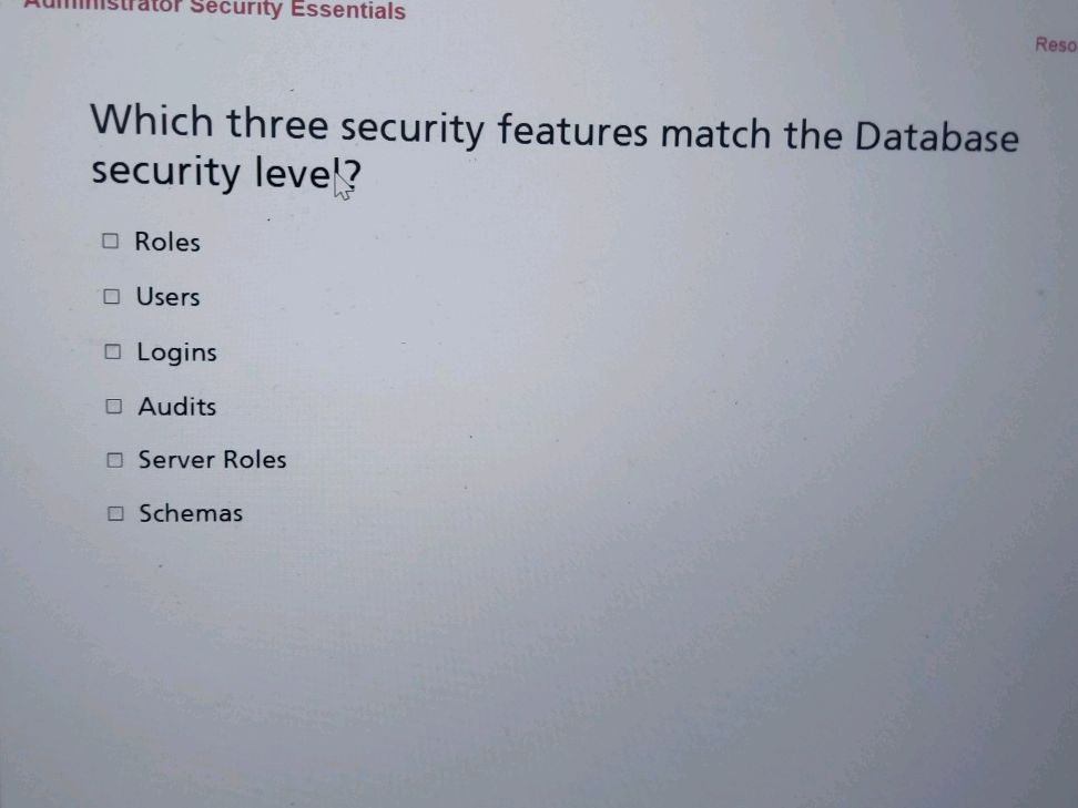 Which three security features match the | StudyX