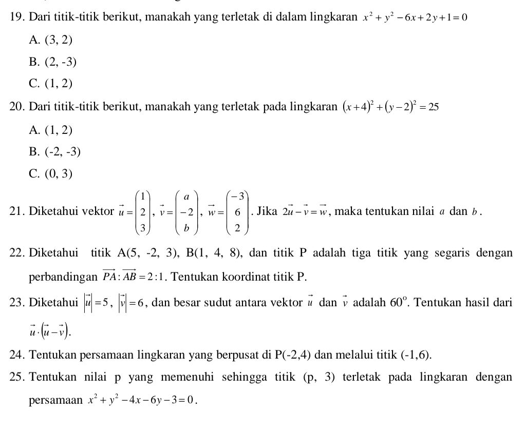 19. Dari titik-titik berikut, manakah yang | StudyX