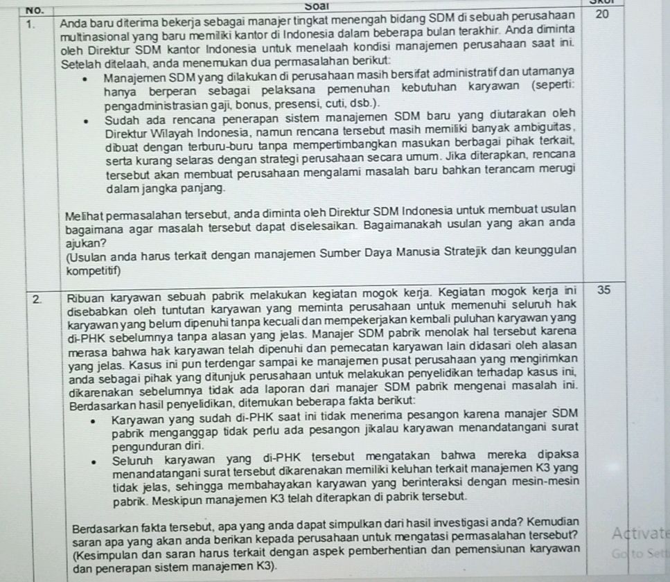 1. Anda baru diterima bekerja sebagai | StudyX