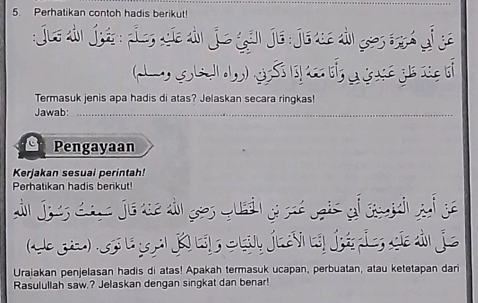 5. Perhatikan contoh hadis berikut! عَنْ | StudyX