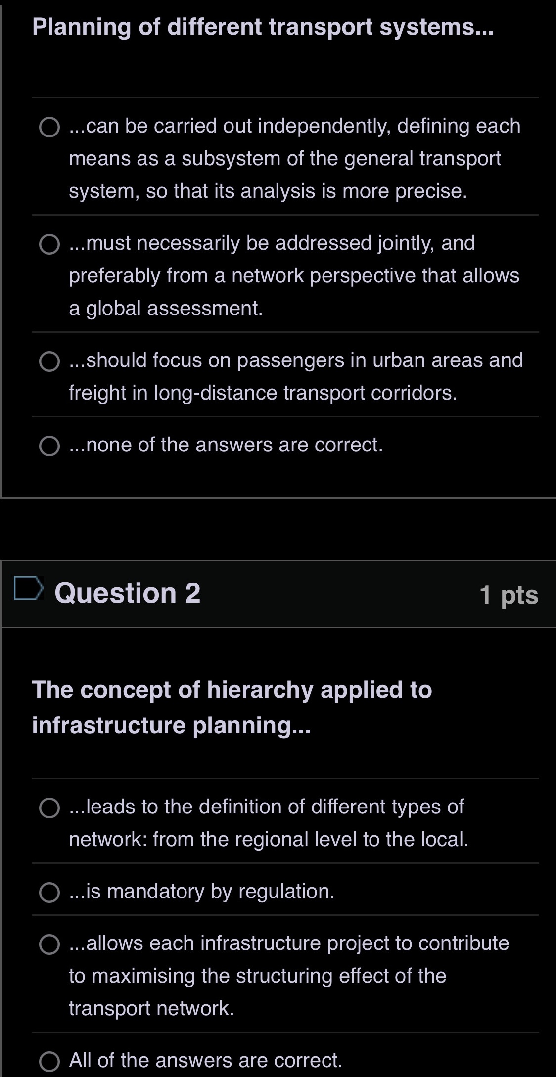 Planning of different transport systems... | StudyX
