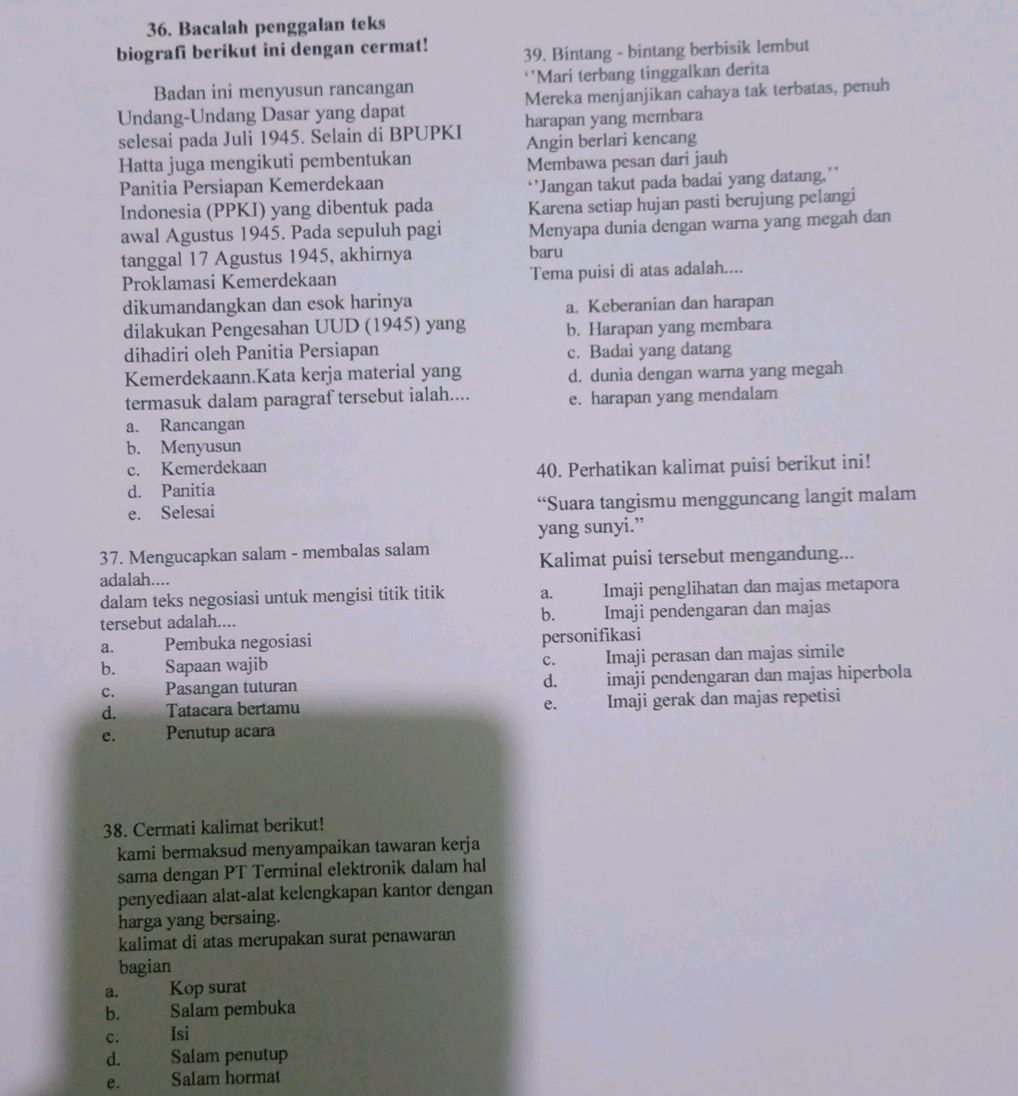 36. Bacalah penggalan teks biografi berikut | StudyX