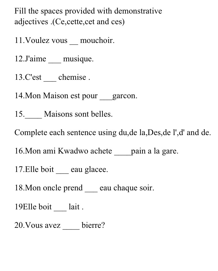 Fill the spaces provided with demonstrative | StudyX