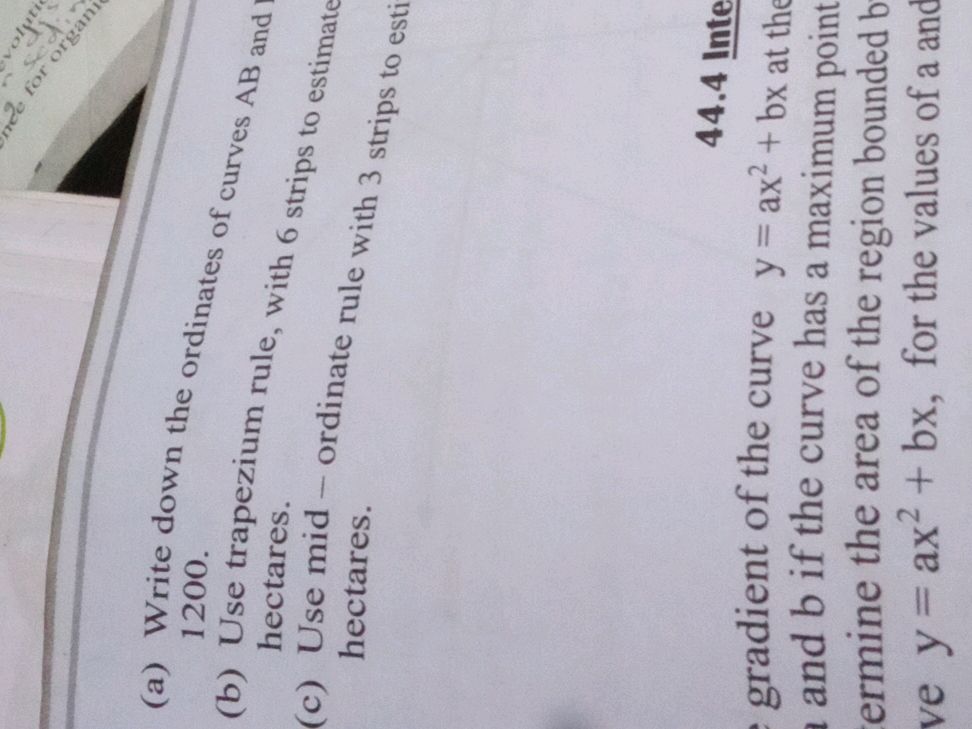 (a) Write down the ordinates of curves AB | StudyX