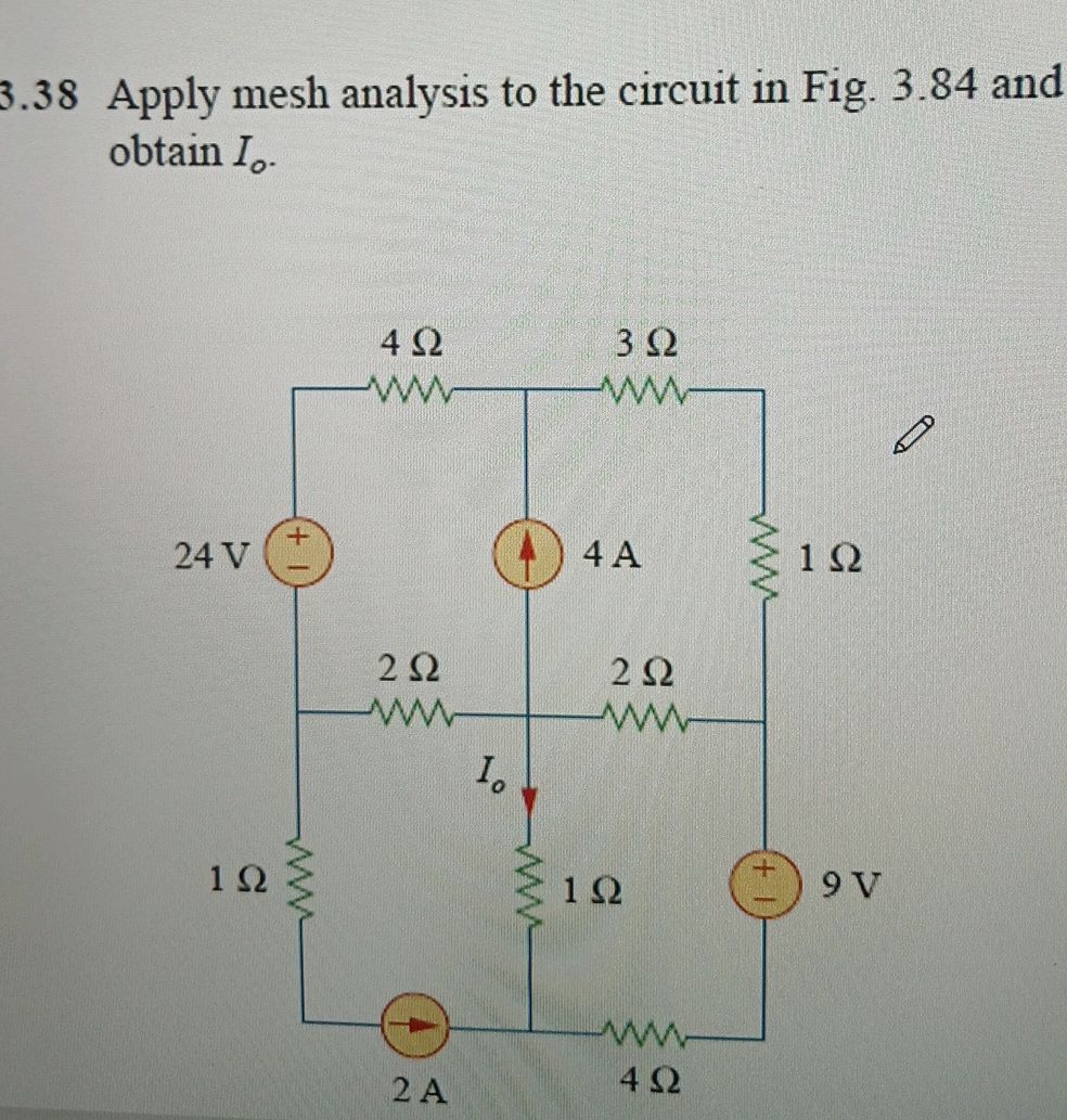 3.38 Apply mesh analysis to the circuit in | StudyX