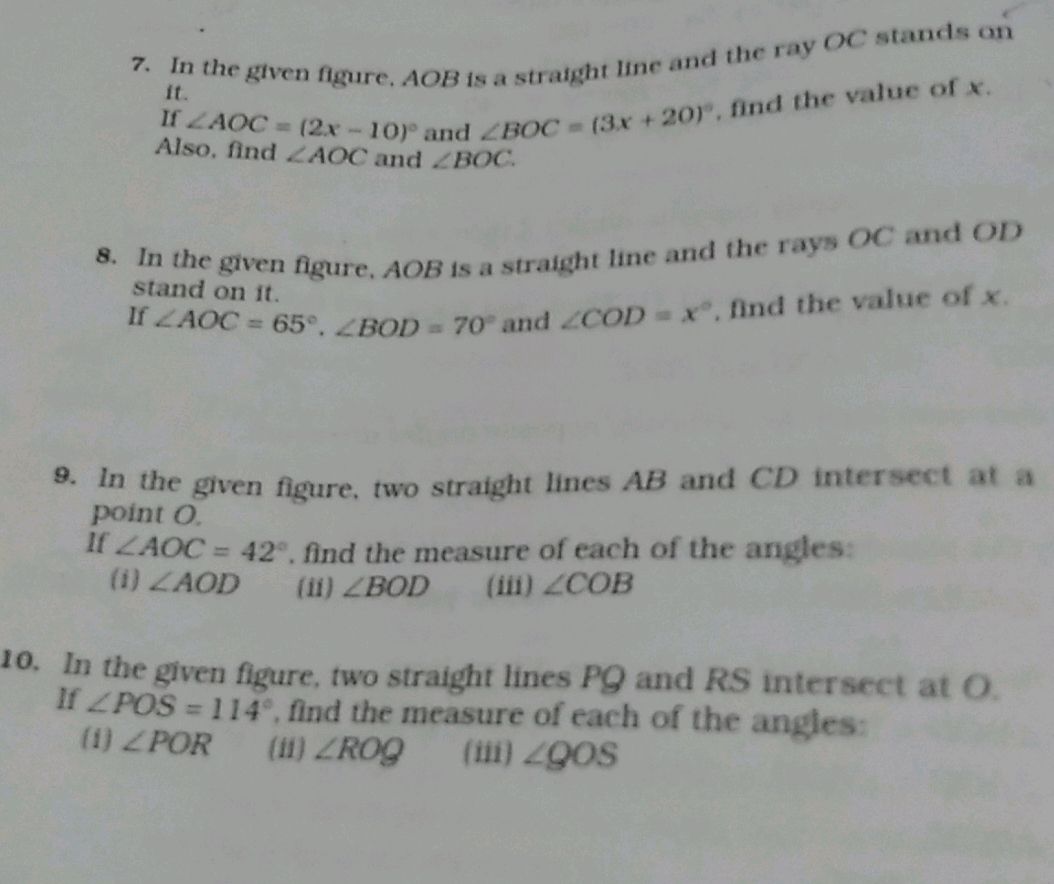 In the given figure, AOB is a straight line