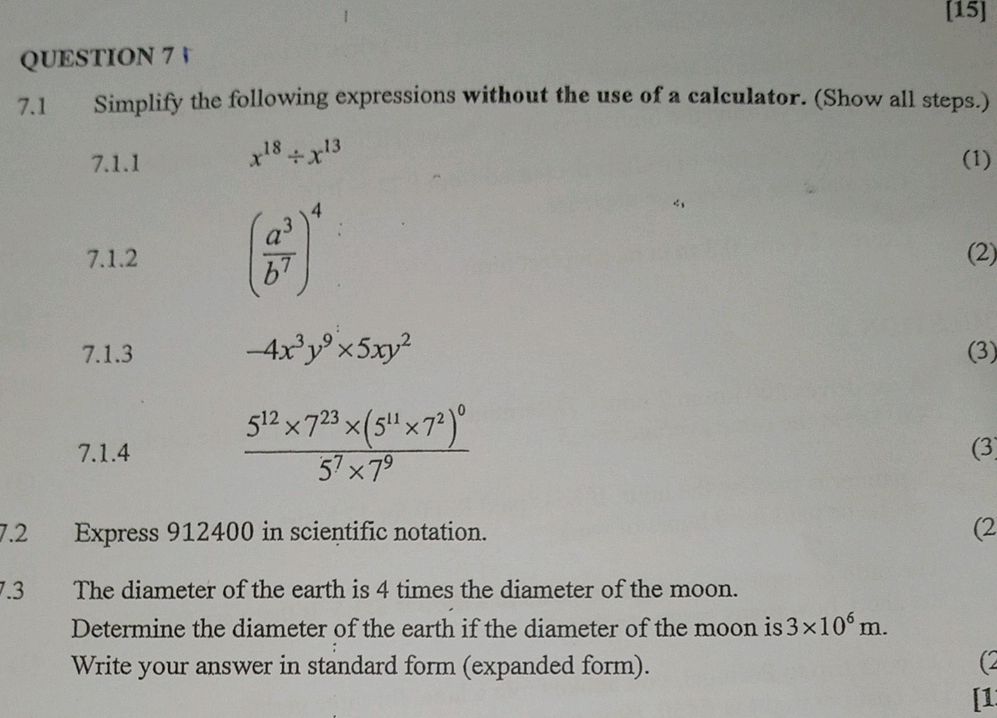 7.1 Simplify the following expressions | StudyX