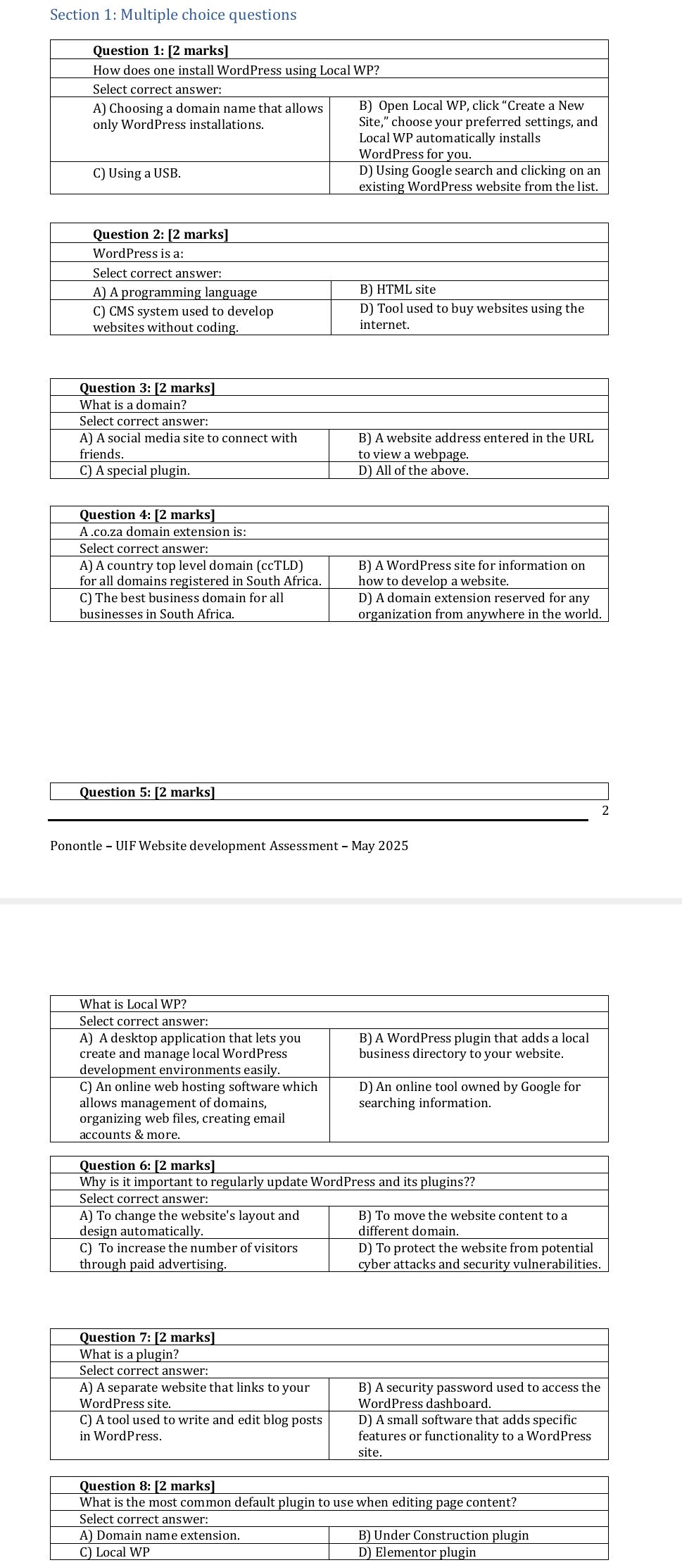 Section 1: Multiple choice questions | StudyX