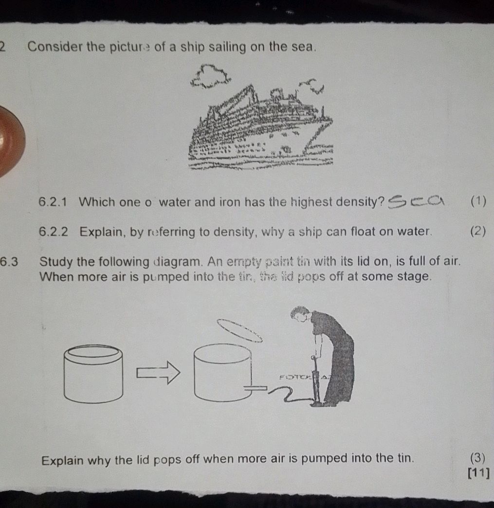 6.2.1 Which one o water and iron has the | StudyX