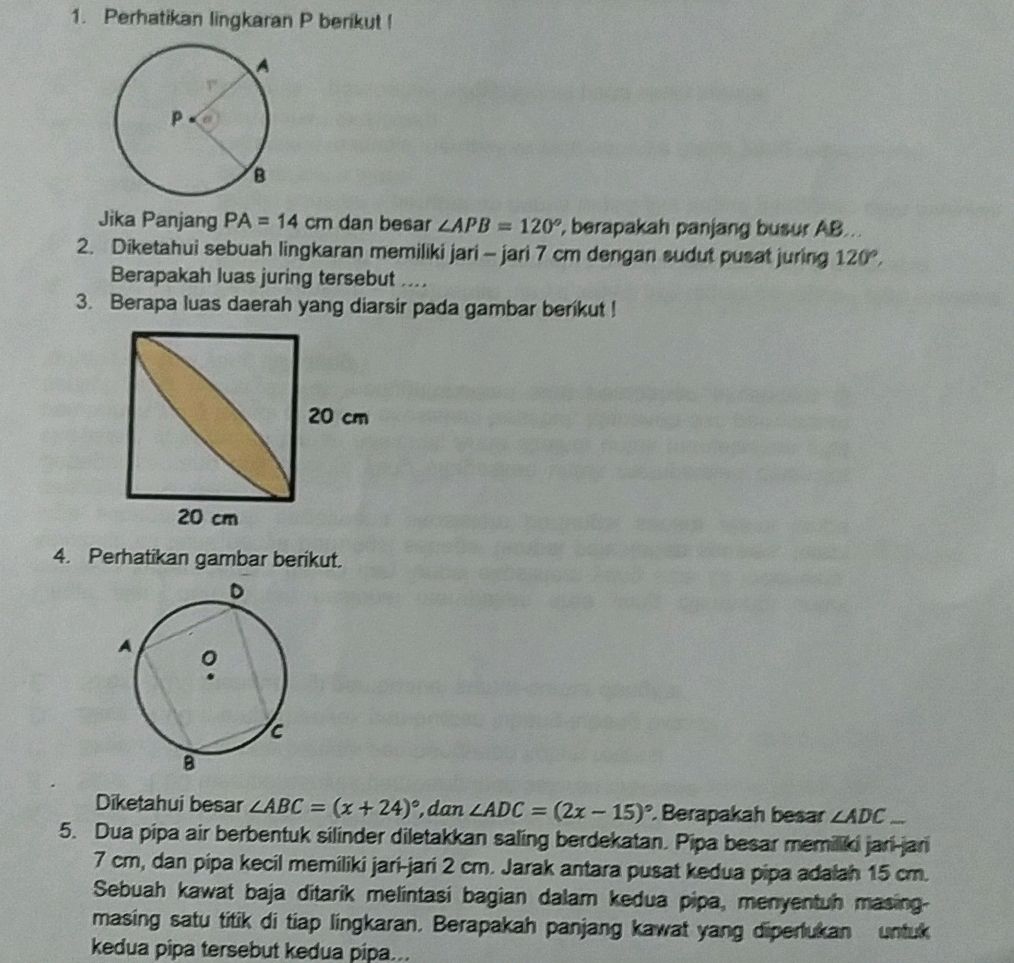 Perhatikan lingkaran P berikut ! Jika | StudyX