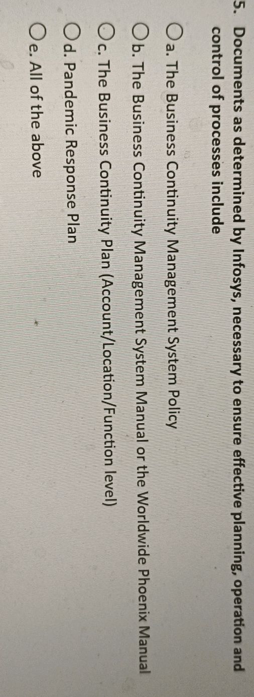 5. Documents as determined by Infosys, | StudyX