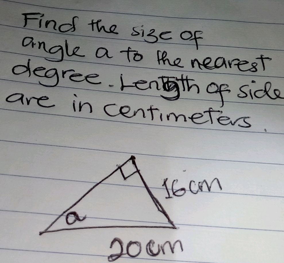 Find the size of angle a to the nearest | StudyX