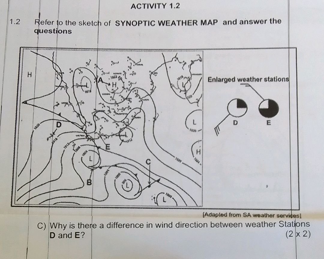 Refer to the sketch of SYNOPTIC WEATHER MAP | StudyX