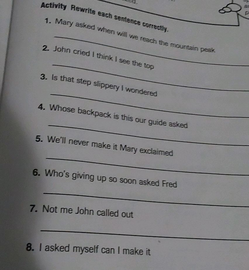 Activity Rewrite each sentence correctly. | StudyX