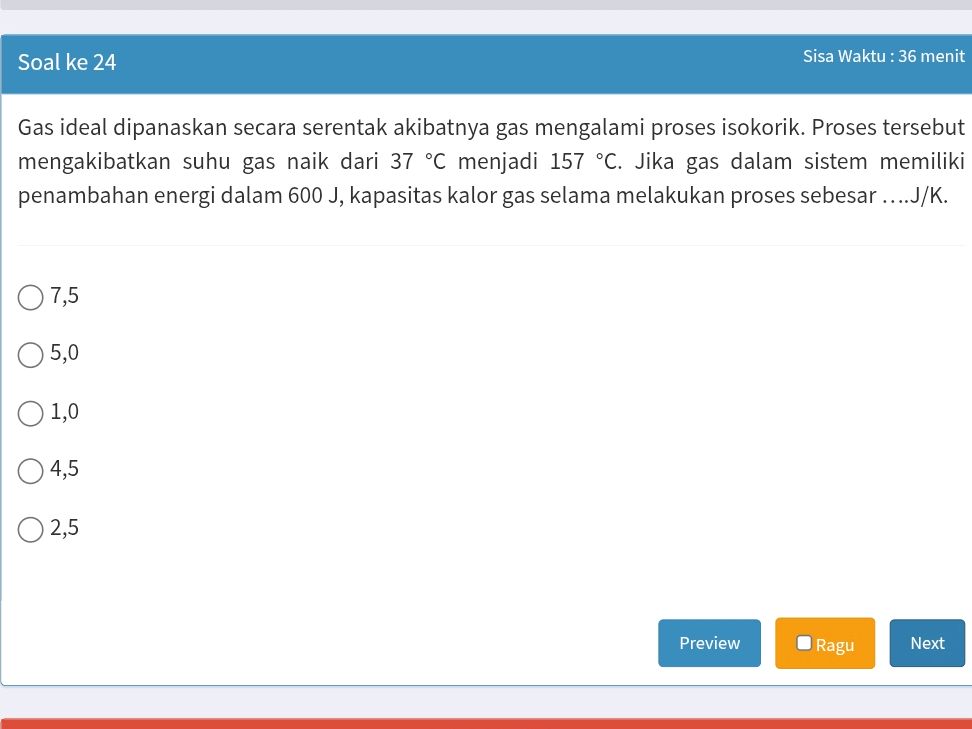 Gas ideal dipanaskan secara serentak | StudyX
