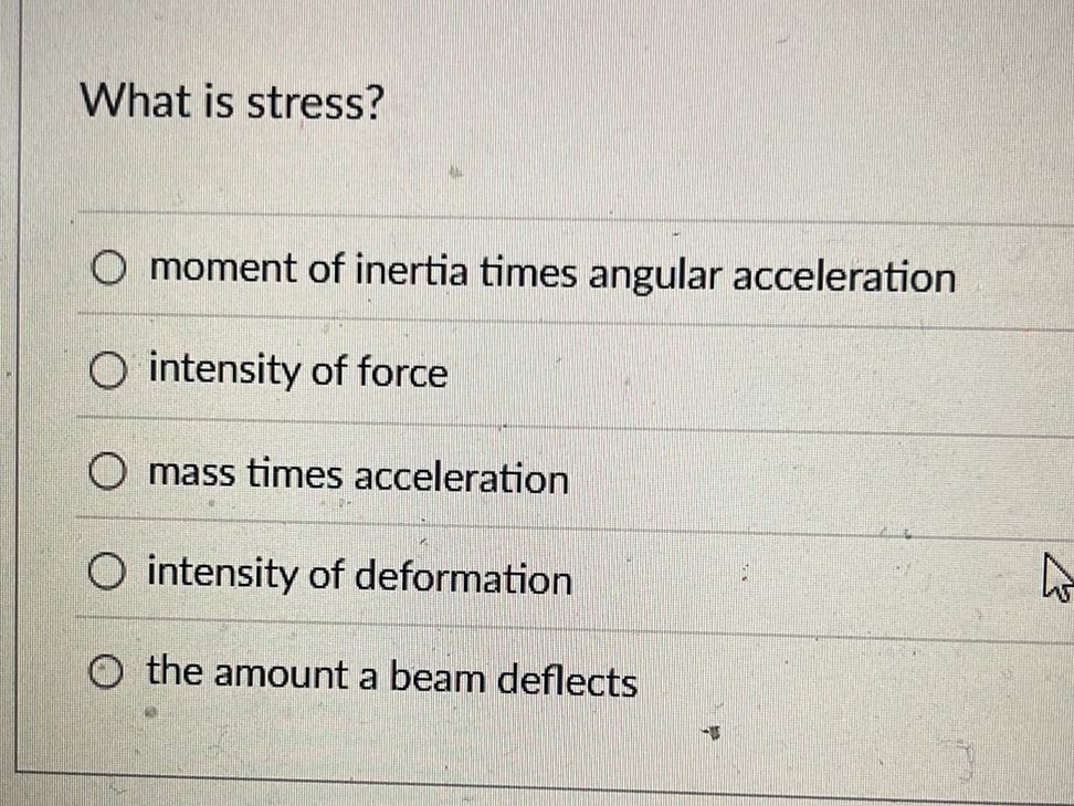 What is stress? moment of inertia times | StudyX