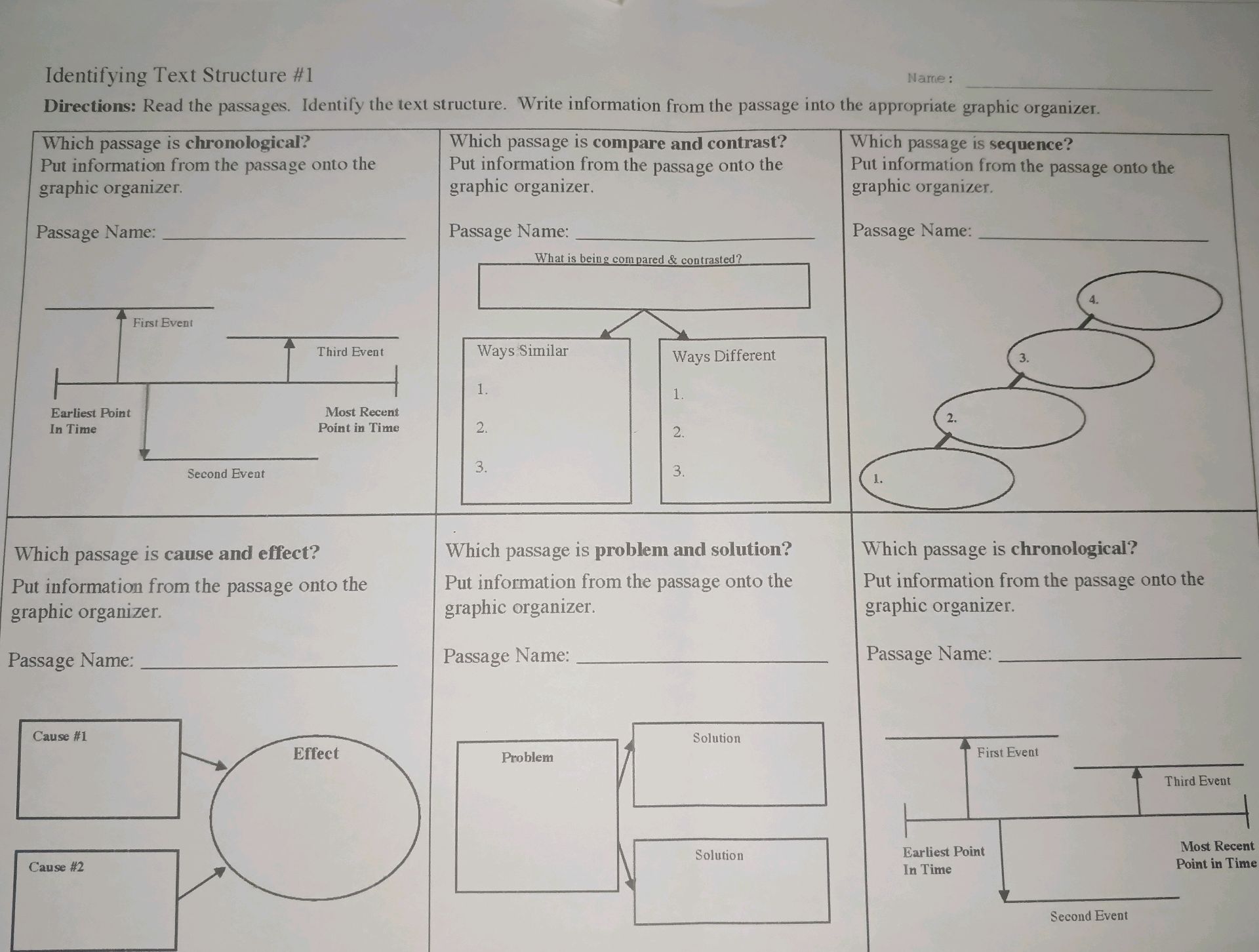 Identifying Text Structure #1 Directions: | StudyX