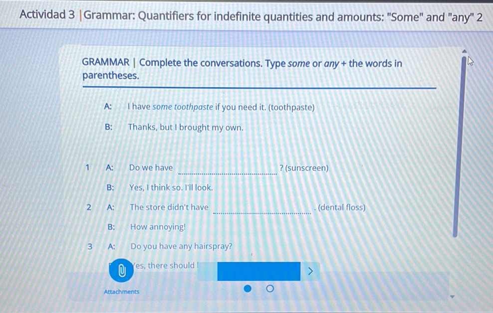 GRAMMAR | Complete the conversations. Type | StudyX