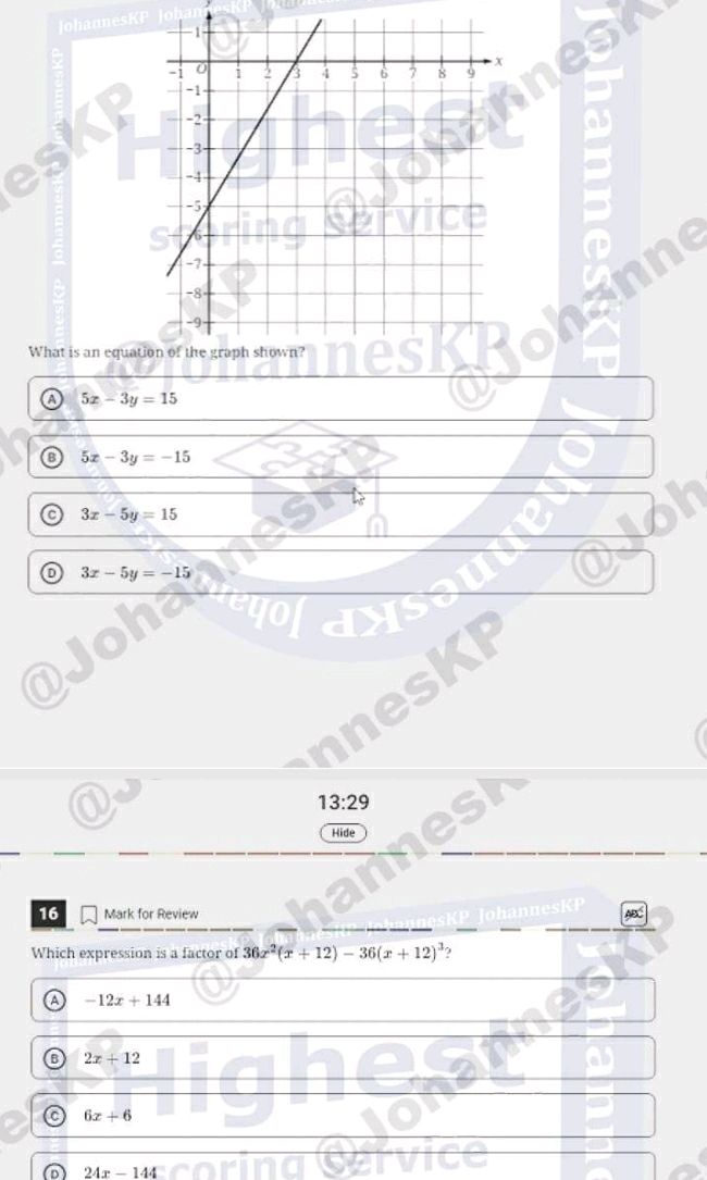 What is an equation of the graph shown? (A) | StudyX