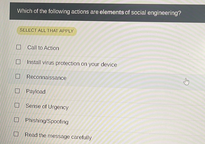 Which of the following actions are elements | StudyX