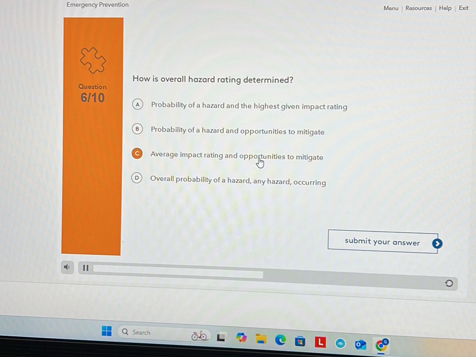 How is overall hazard rating determined? (A)