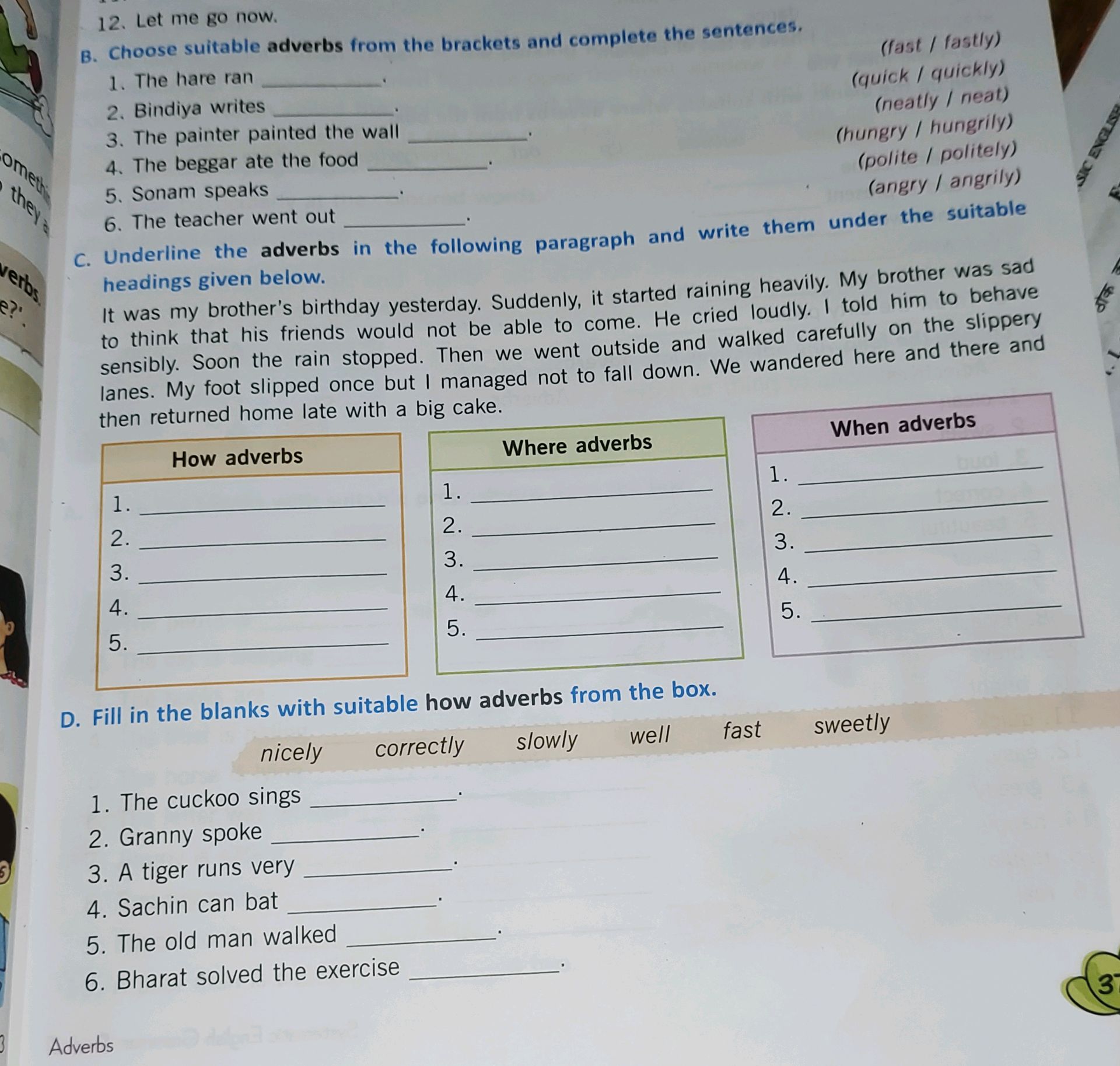 B. Choose suitable adverbs from the brackets | StudyX