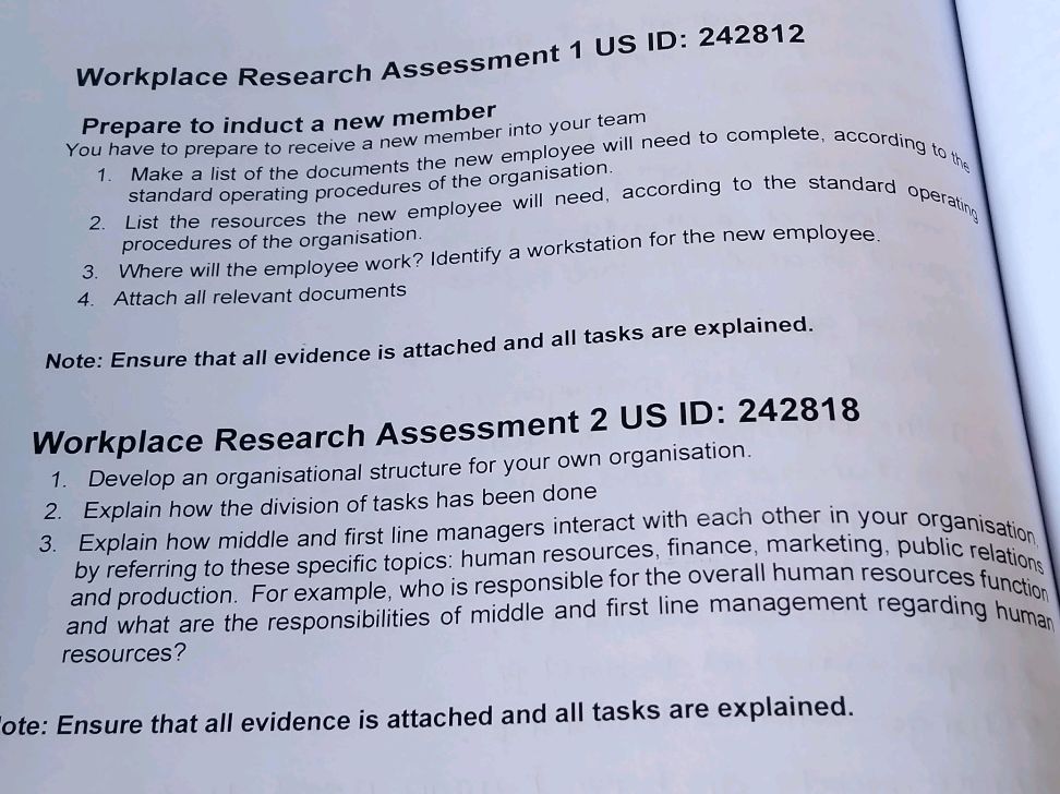 Workplace Research Assessment 1 US ID: | StudyX