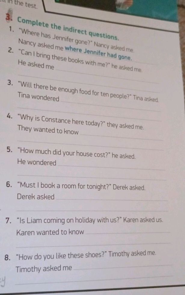 3. Complete the indirect questions. 1. | StudyX