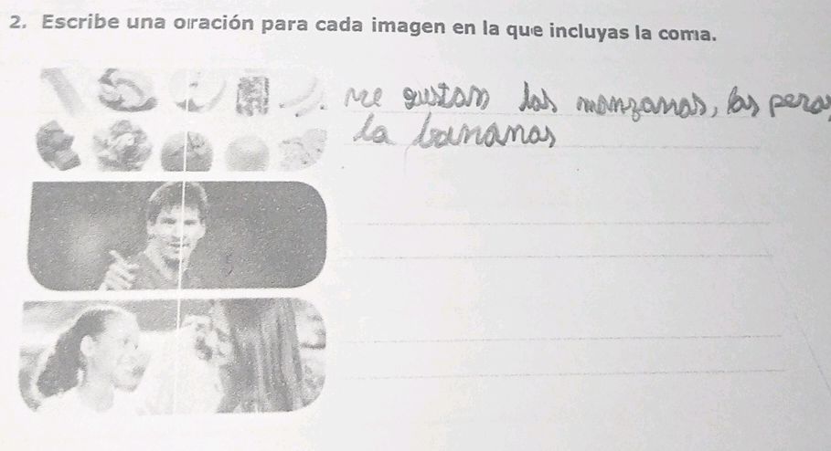 2. Escribe una oración para cada imagen en | StudyX